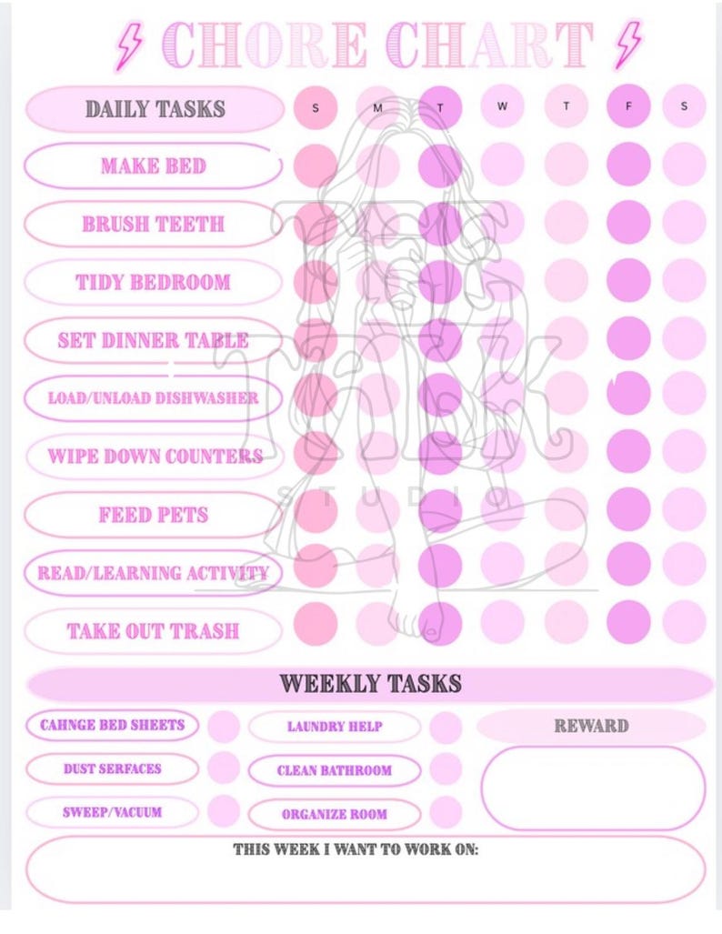 Editable Chore Chart Printable - Canva Template + Prefilled & Blank ...