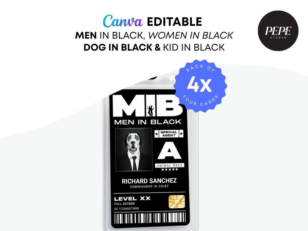 Canva Editable MIB Agent ID Badge, Cosplay Costume (digital Download ...