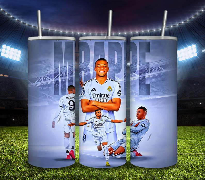 Kylian Mbappé Soccer Wrap 20oz | Real Madrid Inspired Digital Design ...
