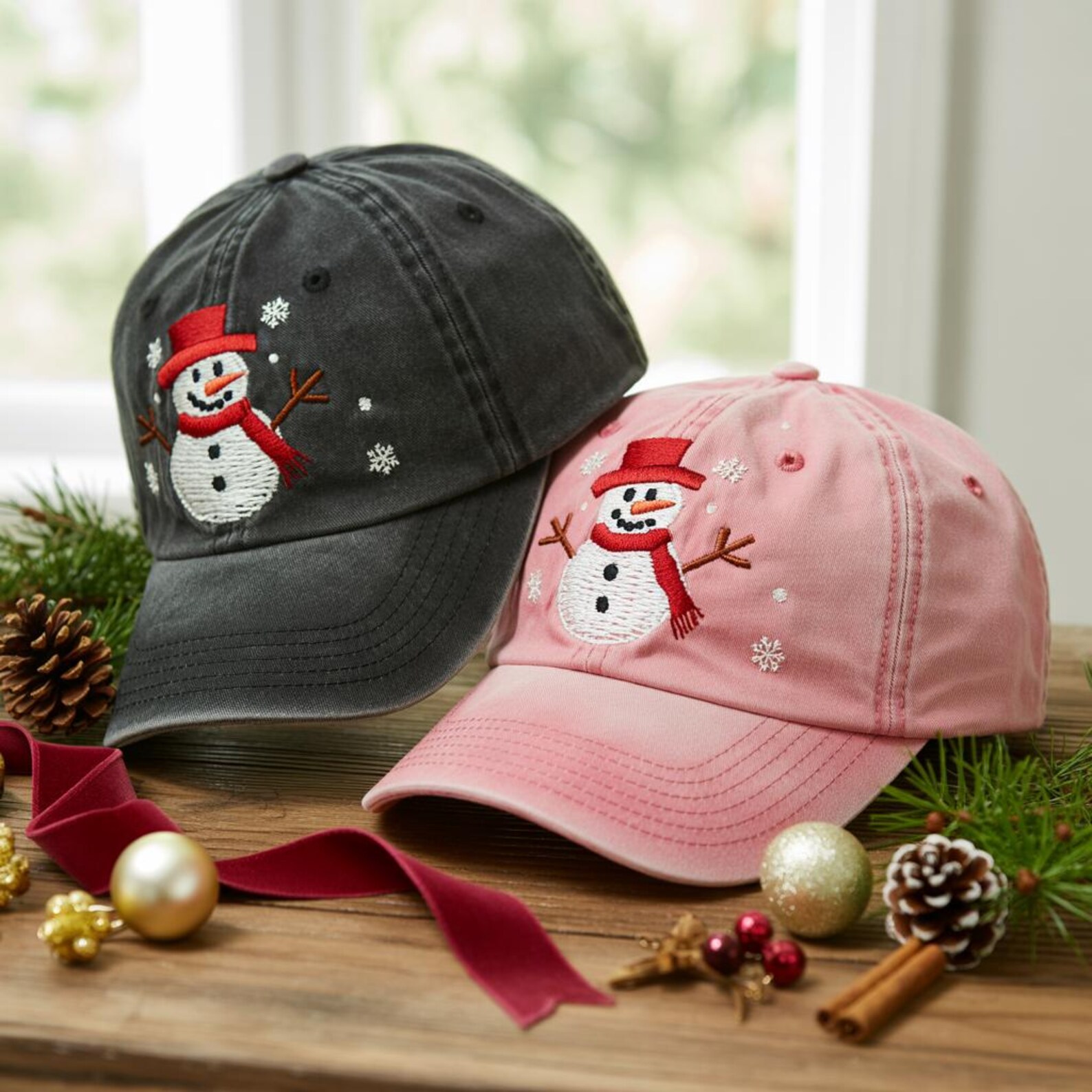 Snowman Embroidered Cap – Holiday Washed Dad Style, Winter Accessory - Etsy