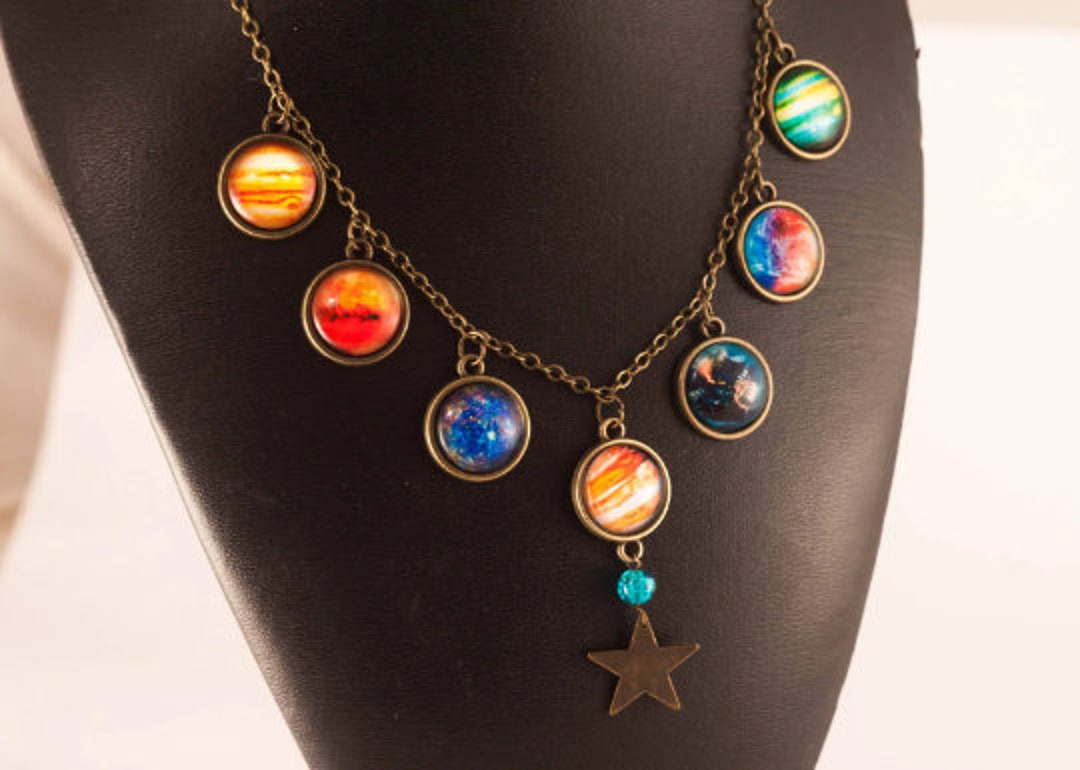 SPACE NECKLACE Planets Necklace Galaxy Necklace Astronomy Necklace Gift ...