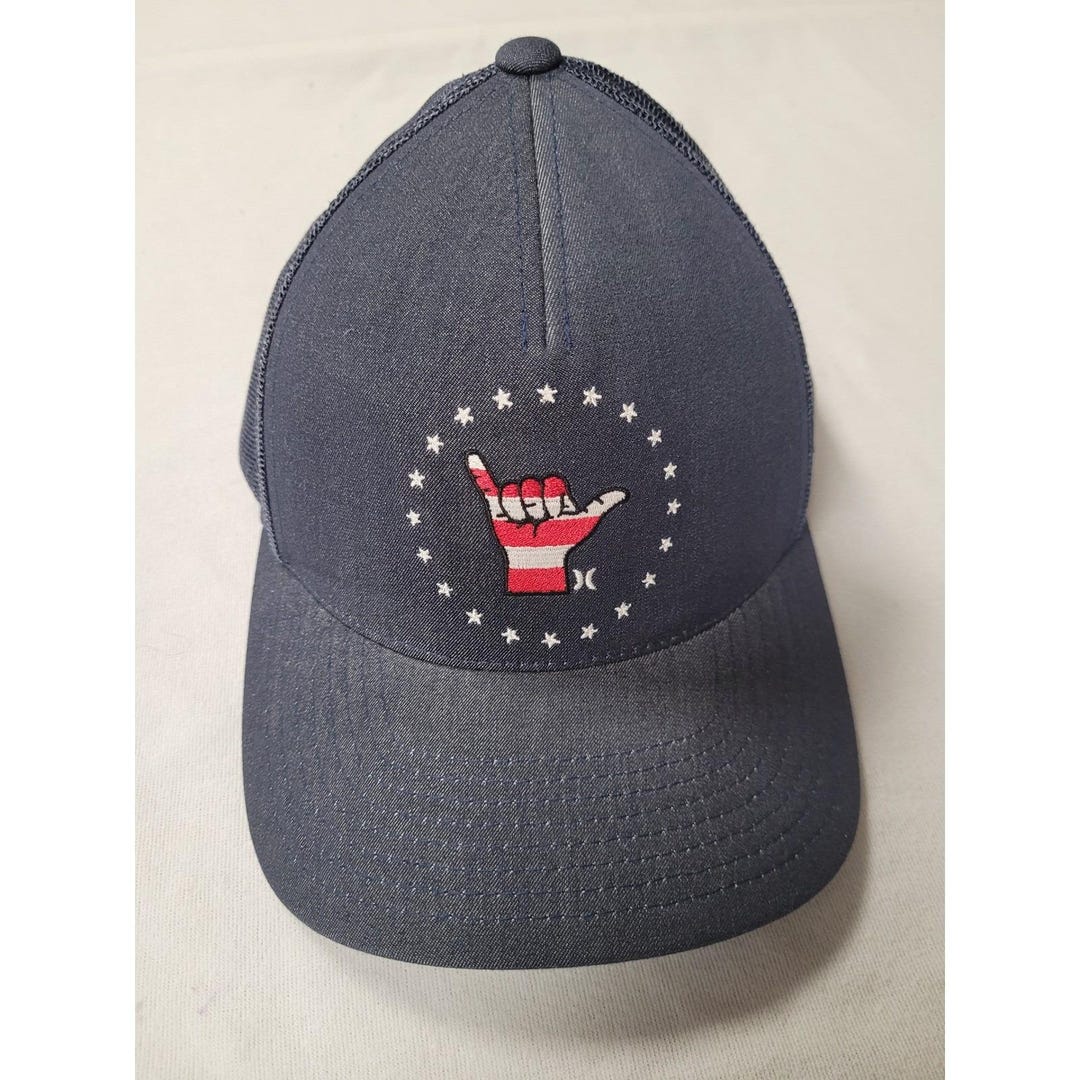 Hurley Trucker Hat Navy Blue USA Shaka Hand Stars Baseball Cap - Etsy
