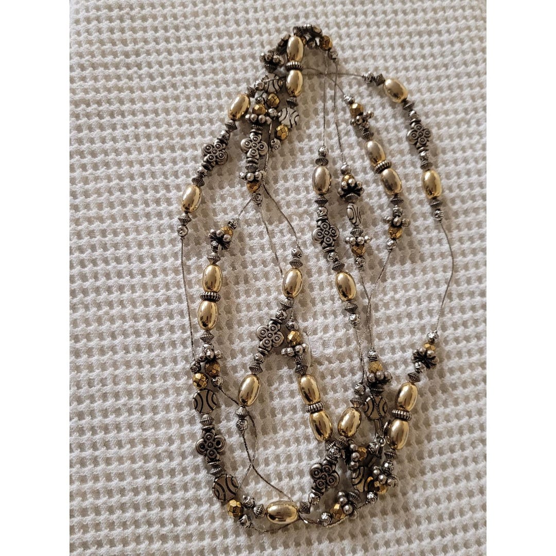 Dabby Reid Mixed Metal 1 Strand Beaded Necklace Silver/gold Tone Boho ...