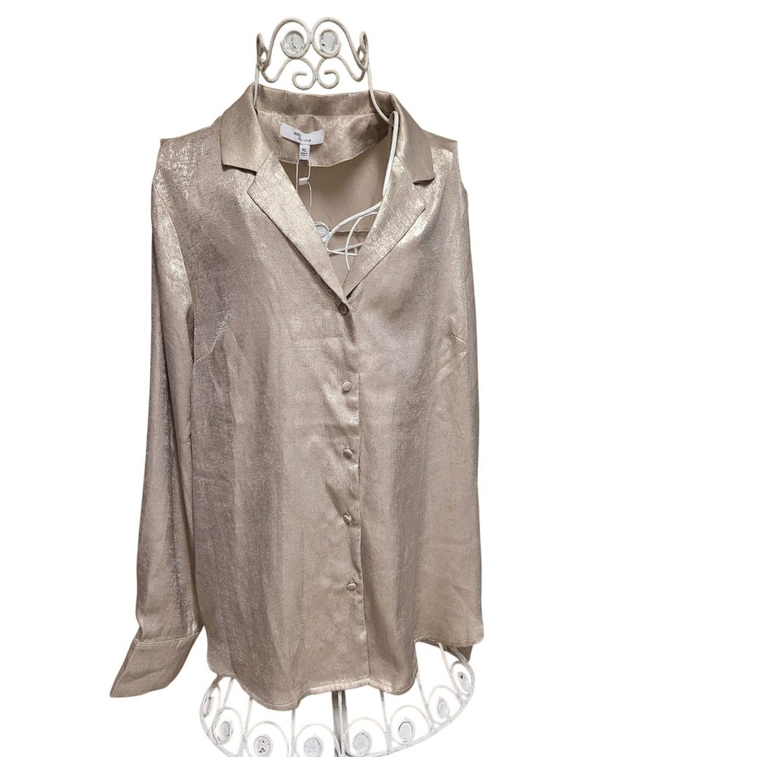 Edit by Nine Women's XL Metallic Gold GLAM Blouse Feminine Evening Wear ...