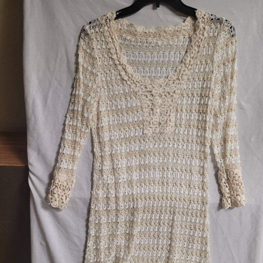 Bathing Suit Cover-up Crocheted Macrame With Gold Lame Thread Edwardian ...
