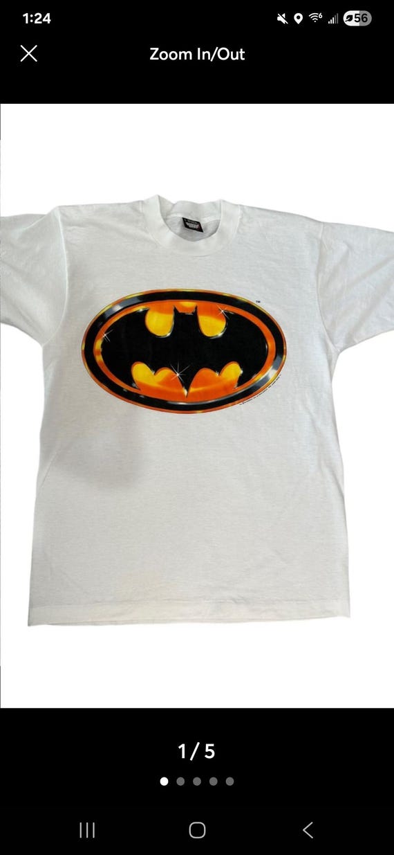 Vintage 1989 DC Batman Logo Bat Signal Graphic White … - Gem