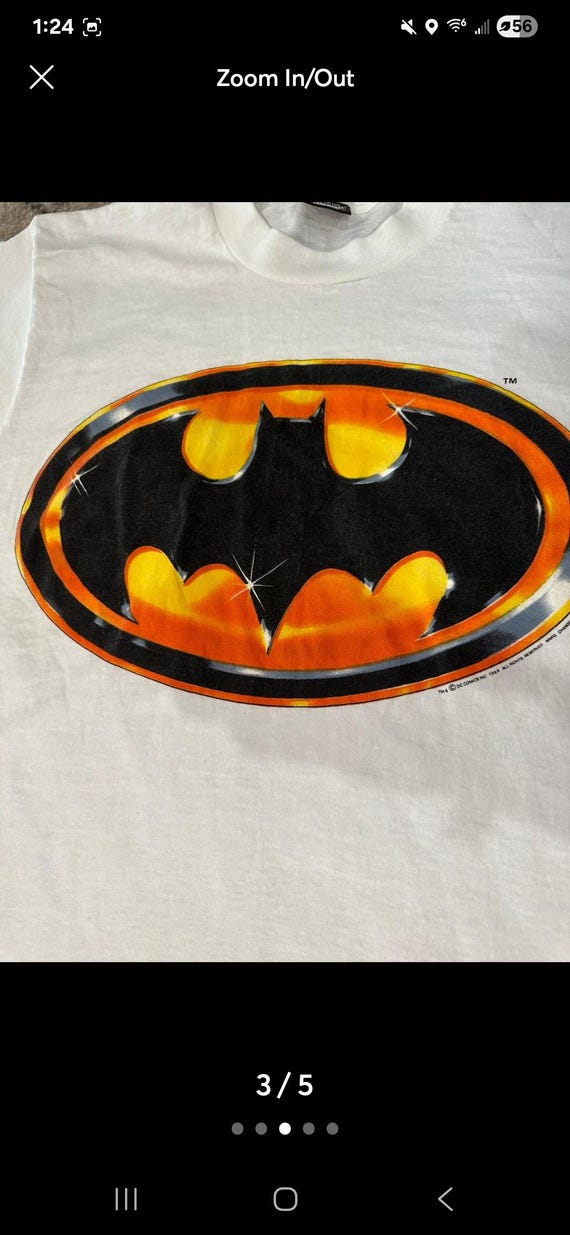 Vintage 1989 DC Batman Logo Bat Signal Graphic White … - Gem
