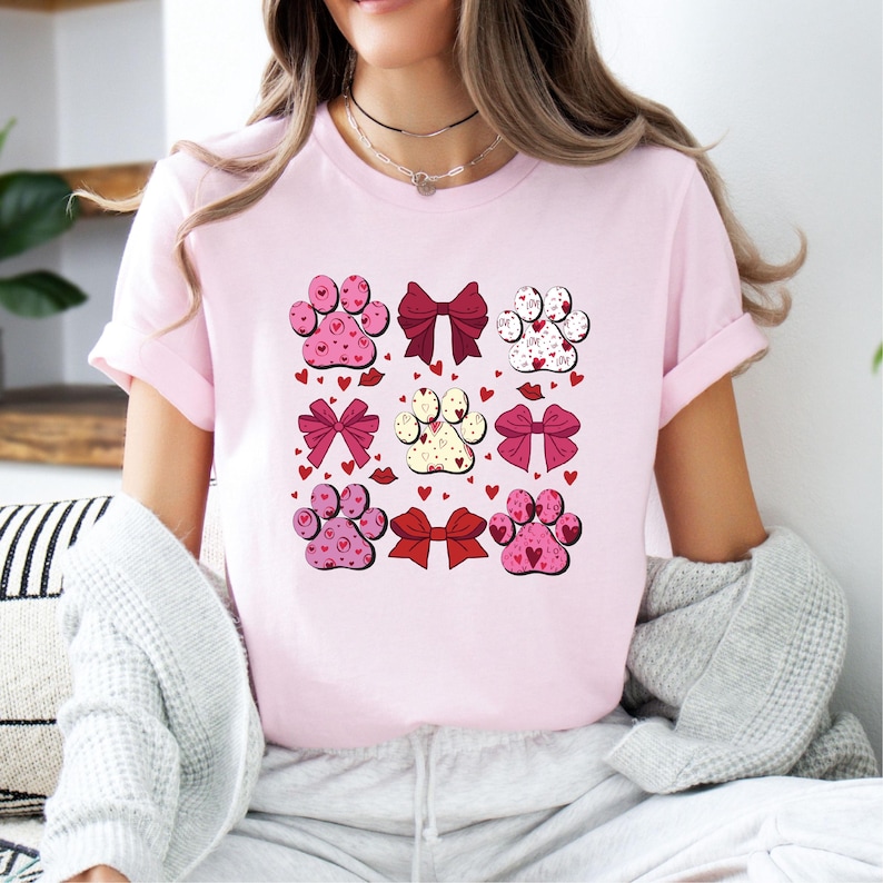 Dog Mom Valentine T-shirt: Cute Paw Print Heart Tee for Dog Lovers and ...