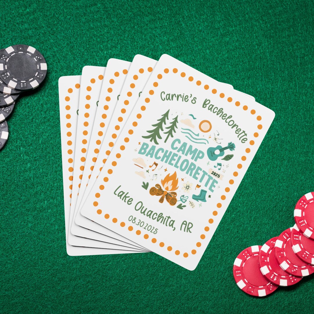 Camp Bachelorette Playing Cards, Custom Bride Name, Location & Date - Etsy