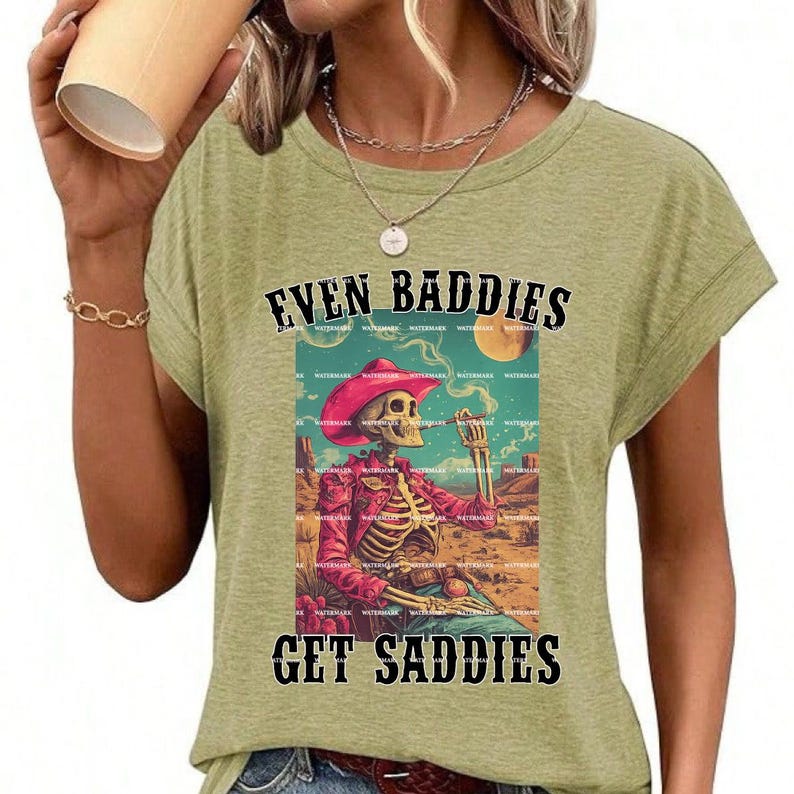 Even Baddies Get Saddies PNG, Sad Cowboy Skeleton Art, Mental Health ...