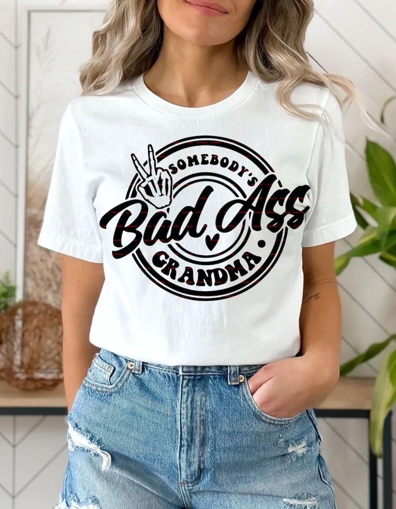 Somebody Bad Ass Grandma SVG, Cool Grandma Shirt Design, Retro Badge ...