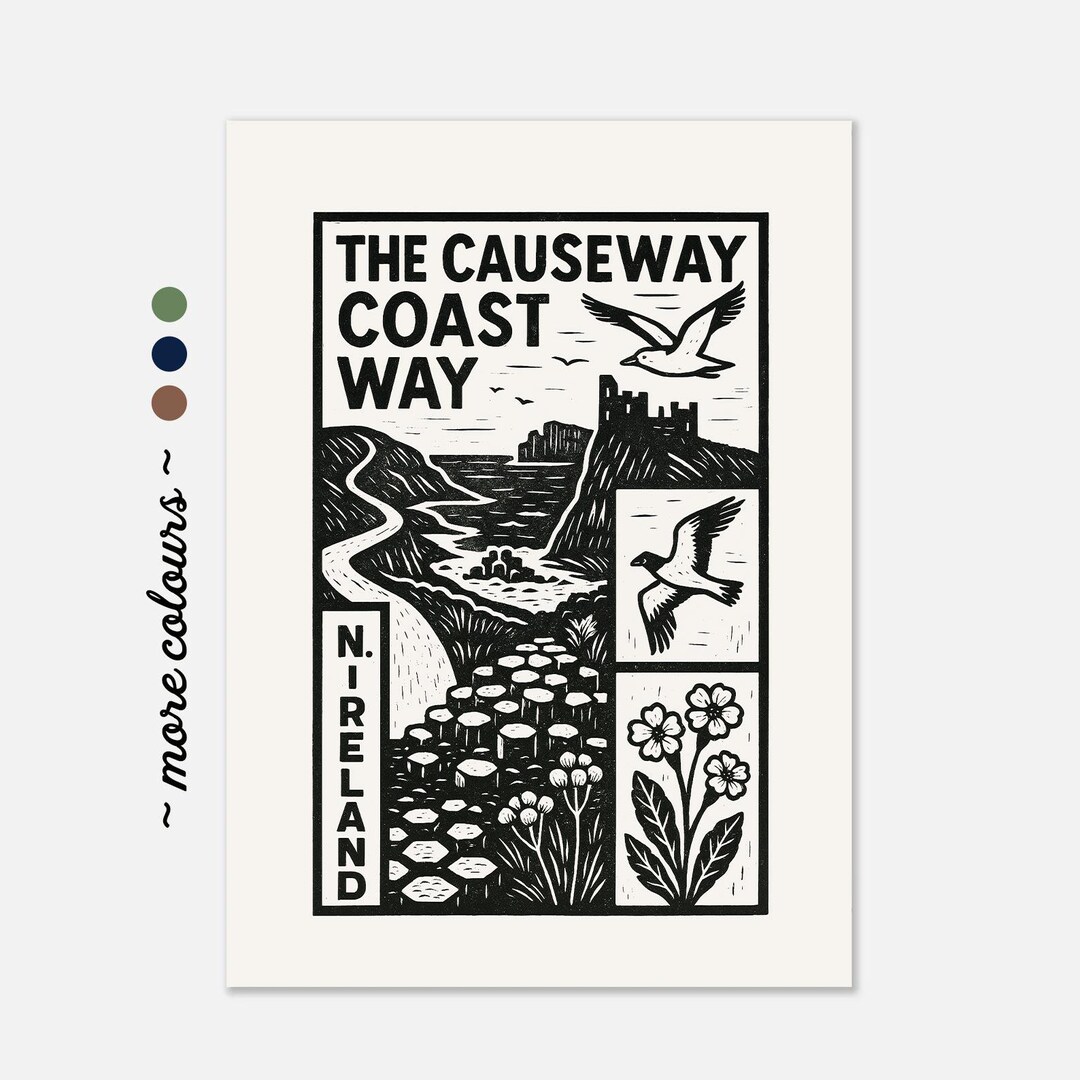 St Cuthbert’s Way Print – Linocut Style Illustration | Northumberland ...