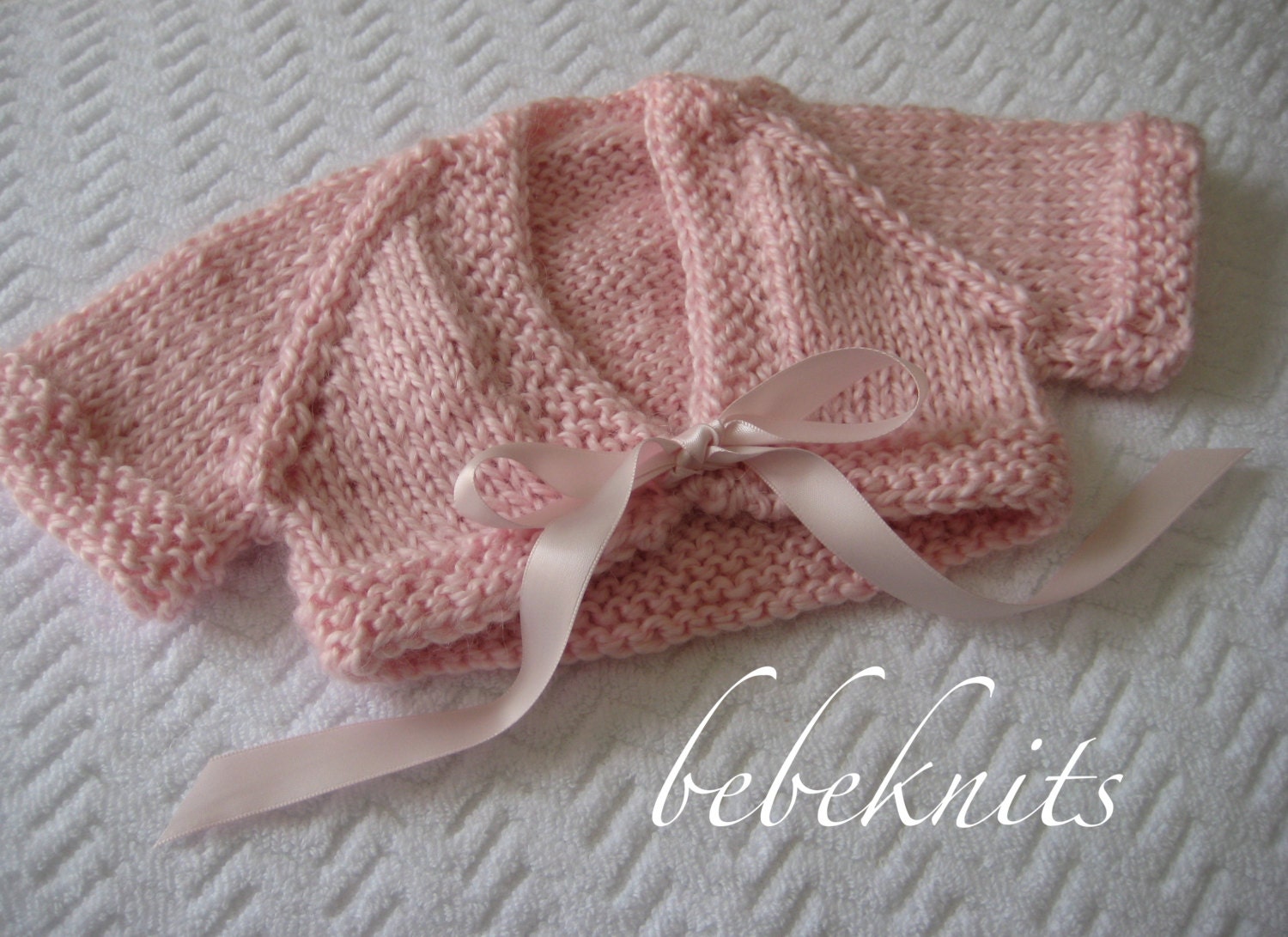 Bebeknits Sweet Newborn Front Tie Baby Cardigan Knitting Pattern in 3 ...