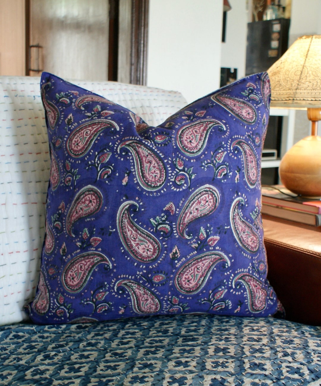 18x18-14x36-20x20-22x22 Pink Purple Block Print Floral Pillow Paisley ...