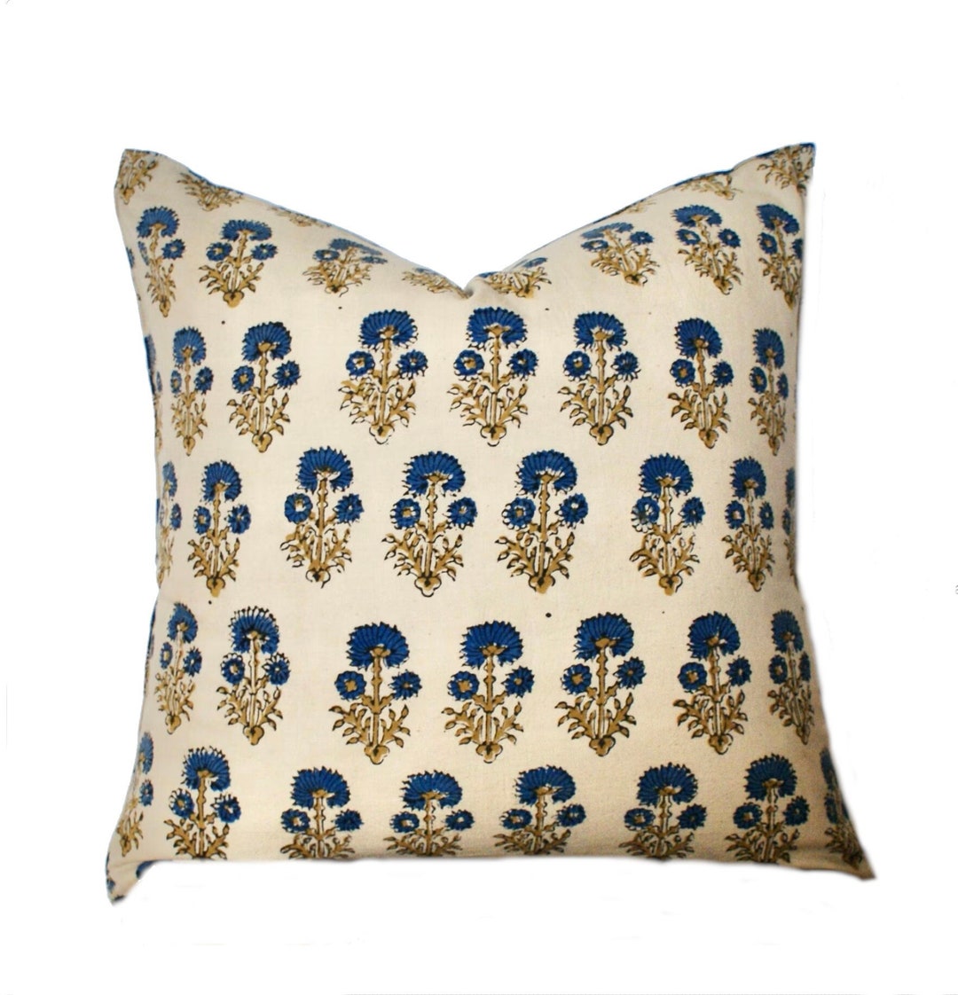 14x36 | 18x18 | 20x20 | 22x22 Hand Block Print Floral Pillow ...