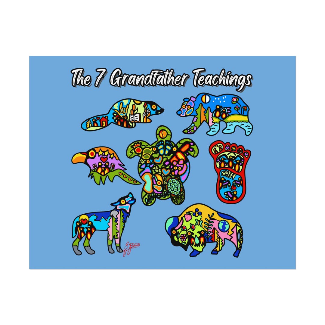7 Grandfather Teachings, Colorful Poster Print, Vibrant Wall Art Decor ...