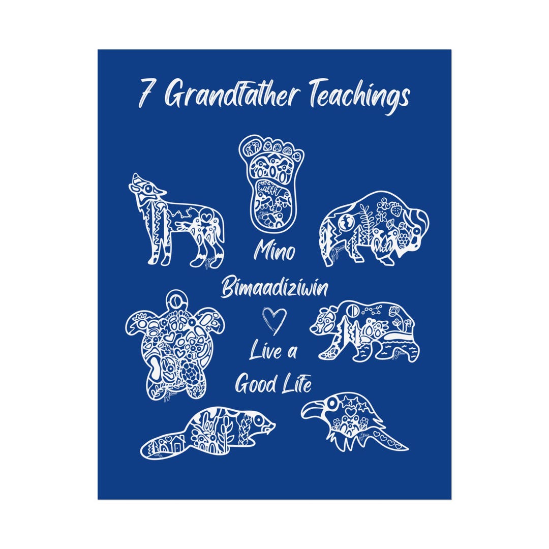 7 Grandfather Teachings (blue) Art Print | Inspirational Home Decor ...