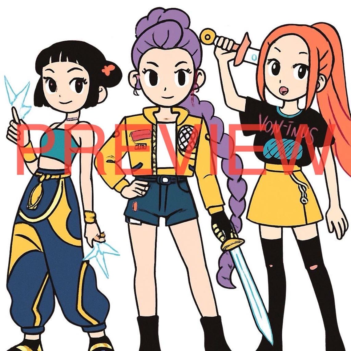 Huntrix Fan Art K-pop Demon Hunters Downloadable ZIP (svg, Jpn, Jpg ...