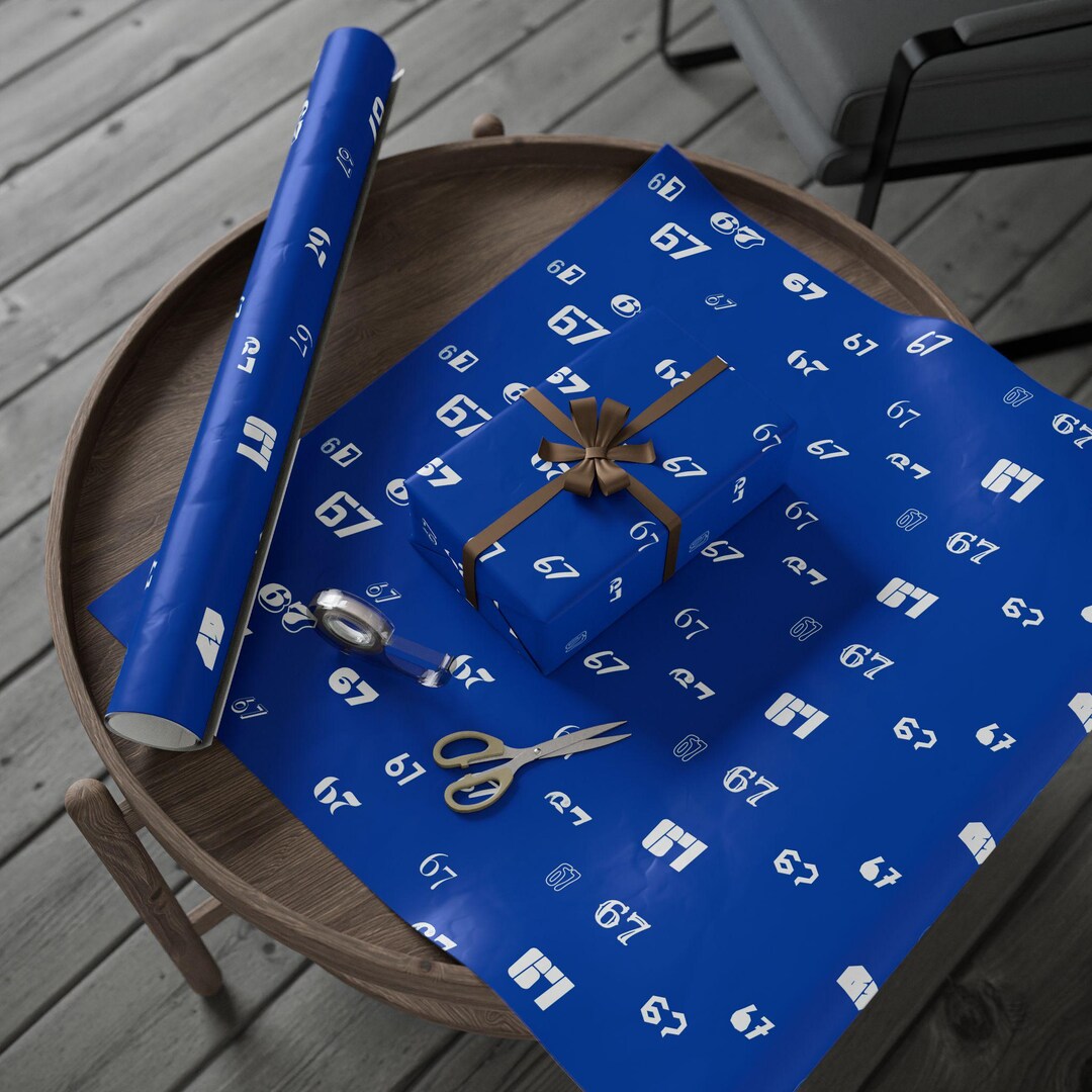 Blue Wrapping Paper, White Number 67 Design, Hanukkah Gift Wrap - Etsy