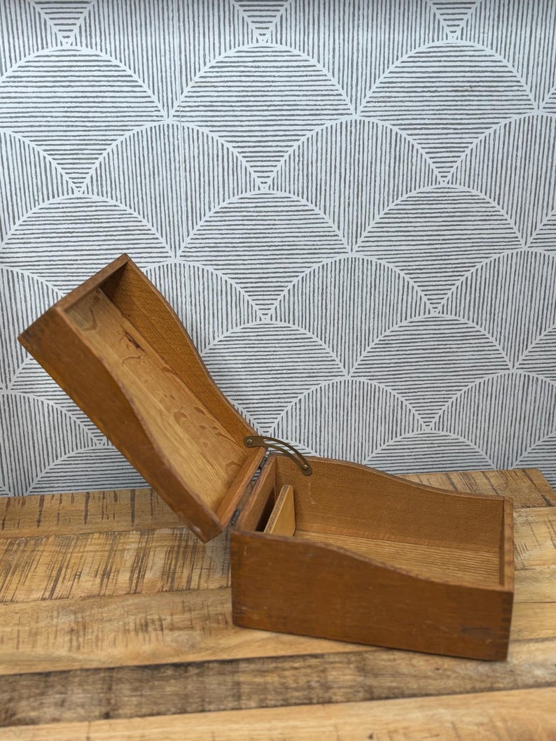 Vintage Oak Recipe Card File Box: Yawman & Erbe Folk Art - Etsy