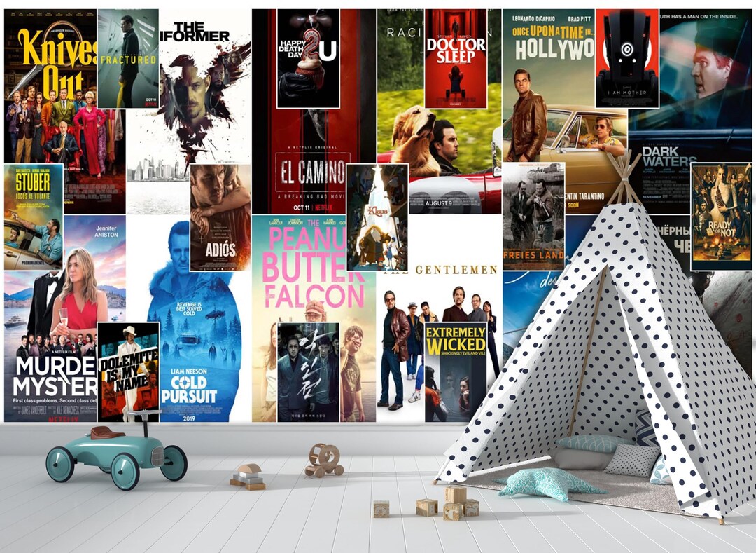 Movie Posters Digital Print Wallpaper,famous Films Photo Collage: Peel ...