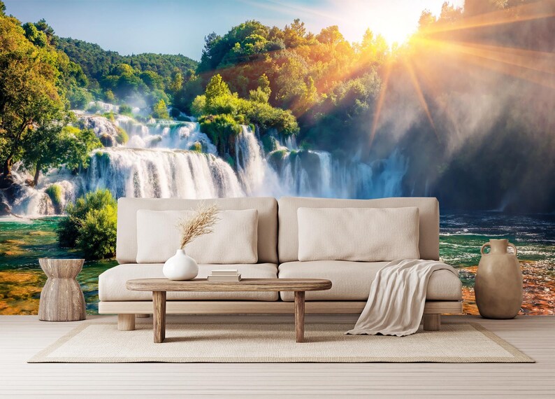 Waterfall Wallpaper, Fluvial Landforms Wall Mural,natural Landscape ...