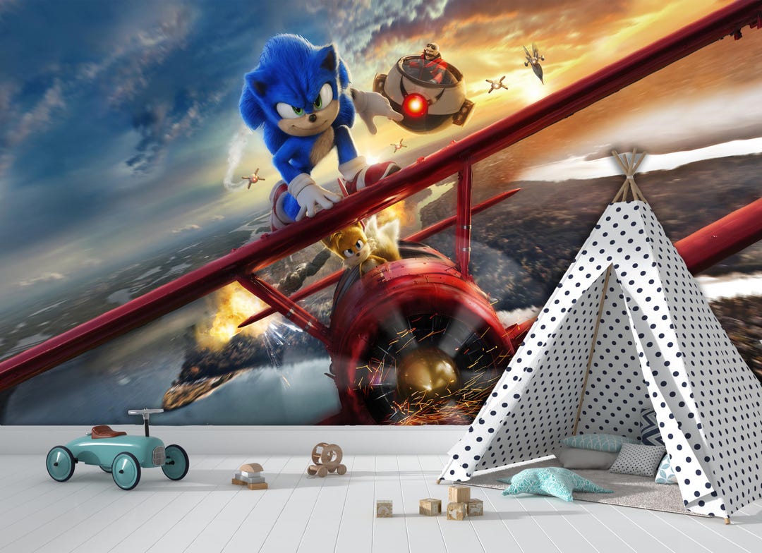 Sonic Wallpaper Cartoon Wall Mural for Kids / Peel and Stick Vinyl ...