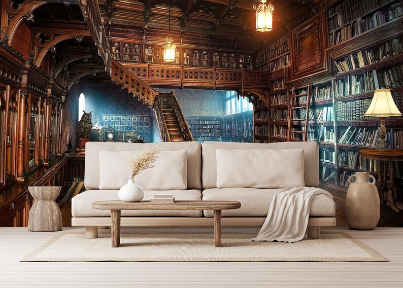 Library Wallpaper Mural:3d Papercraft Books,self-adhesive - Etsy