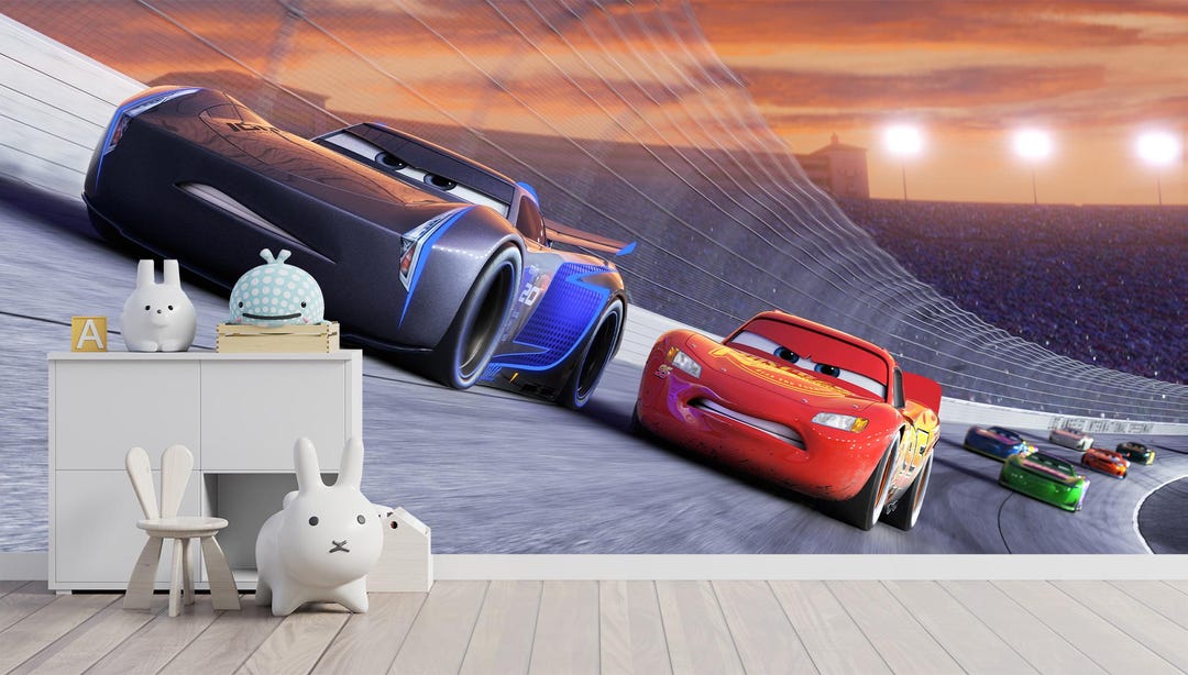 Cars 3 Racing Wallpaper: Peel and Stick Kids Wall Mural - Etsy