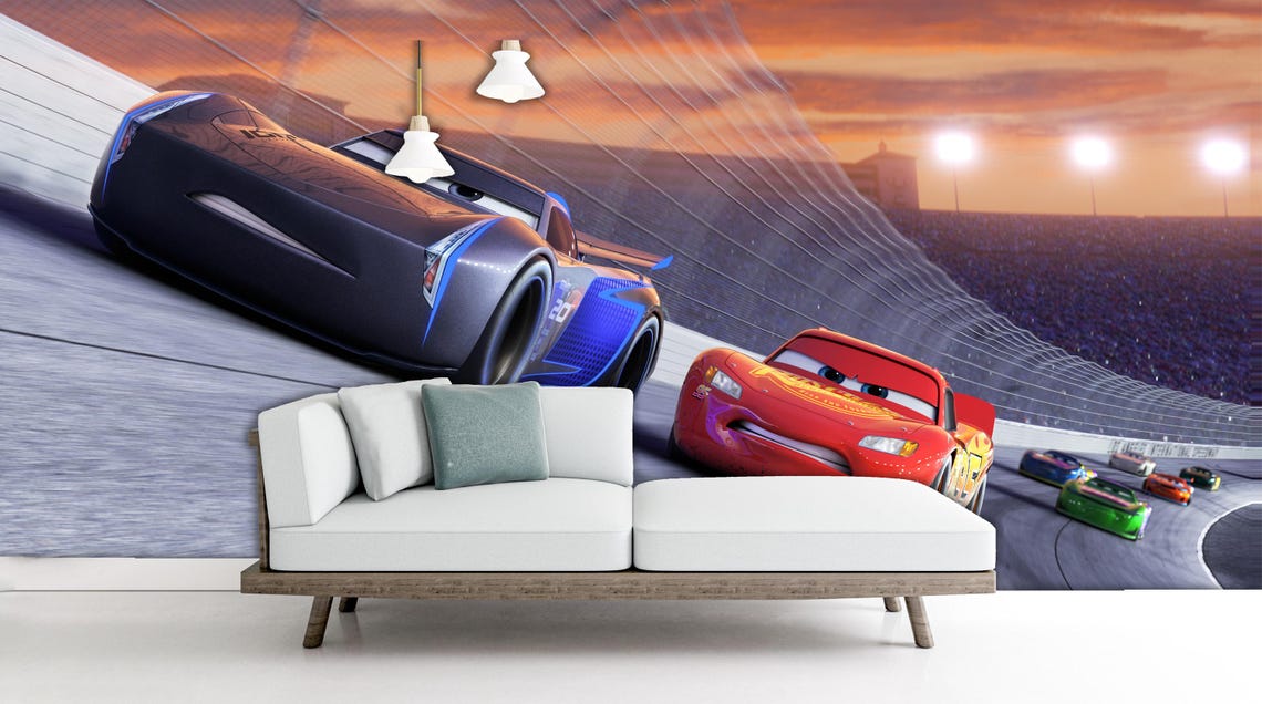 Cars 3 Racing Wallpaper: Peel and Stick Kids Wall Mural - Etsy