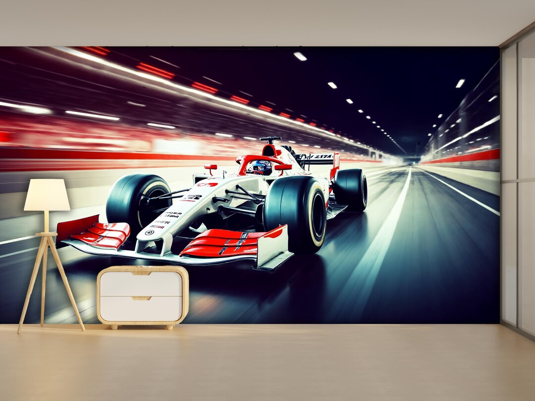 F1 Racing Car Wallpaper, Peel and Stick Sports Car Mural - Etsy