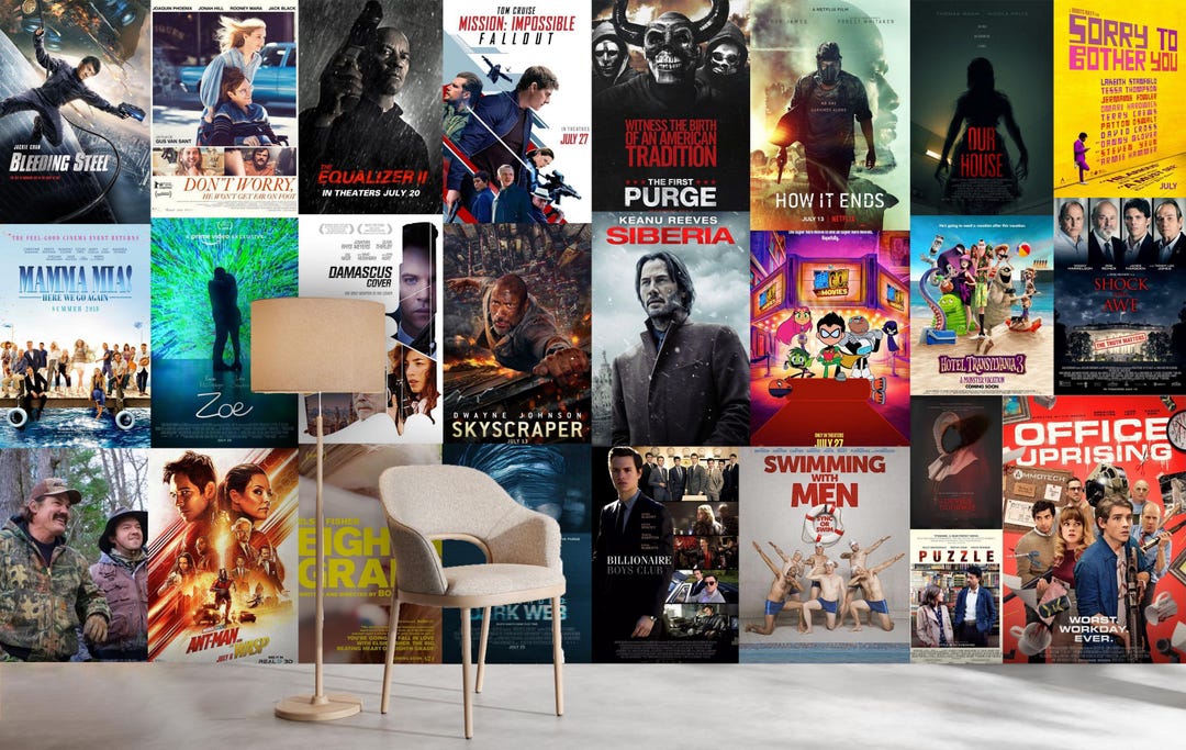 Movie Posters Collage Wallpaper,famous Films Photo Collage: Peel and ...