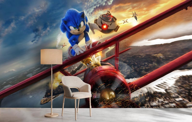 Sonic Wallpaper Cartoon Wall Mural for Kids / Peel and Stick Vinyl ...