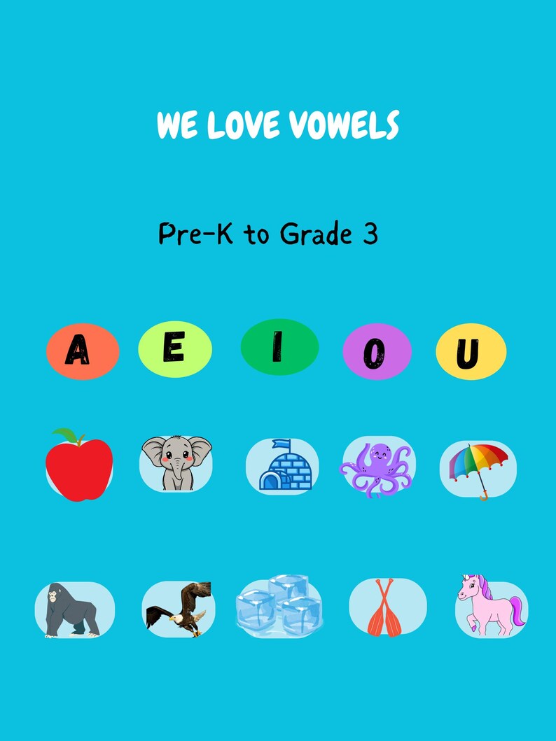 Short and Long Vowel Charts and Worksheets Pre-k to Grade 3 - Etsy