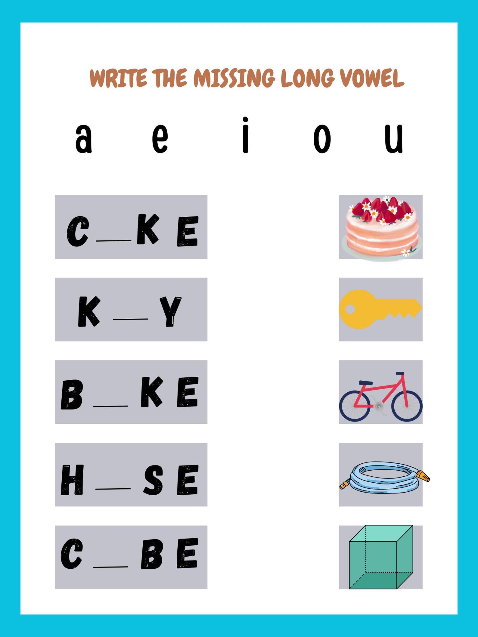 Short and Long Vowel Charts and Worksheets Pre-k to Grade 3 - Etsy