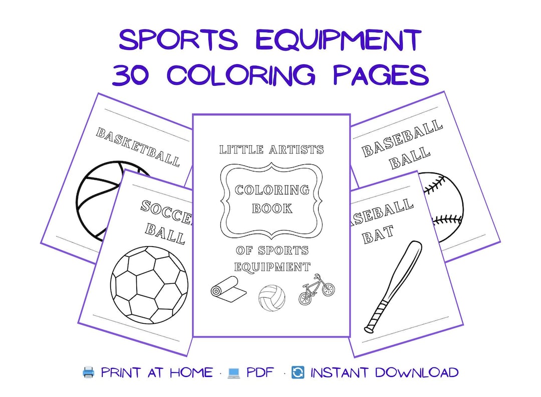 Sports Equipment Coloring Pages for Kids • 30 Printable PDF Sheets ...