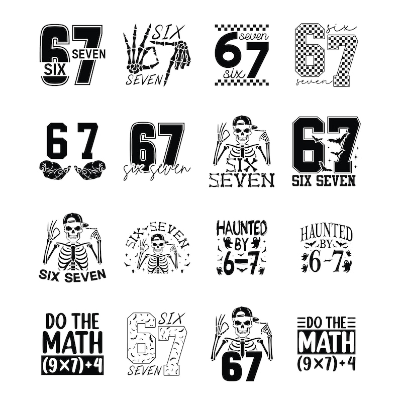 Six Seven 6 7 Meme Funny Hands SVG Bundle, 6 7 Meme Funny Skeleton Svg ...