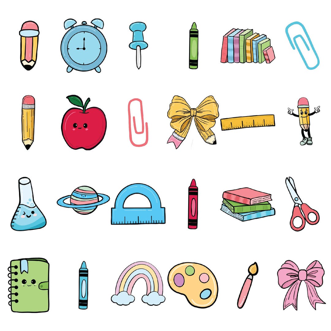 School Supplies Digital Files, SVG PNG JPG, Clipart, Cut Files ...