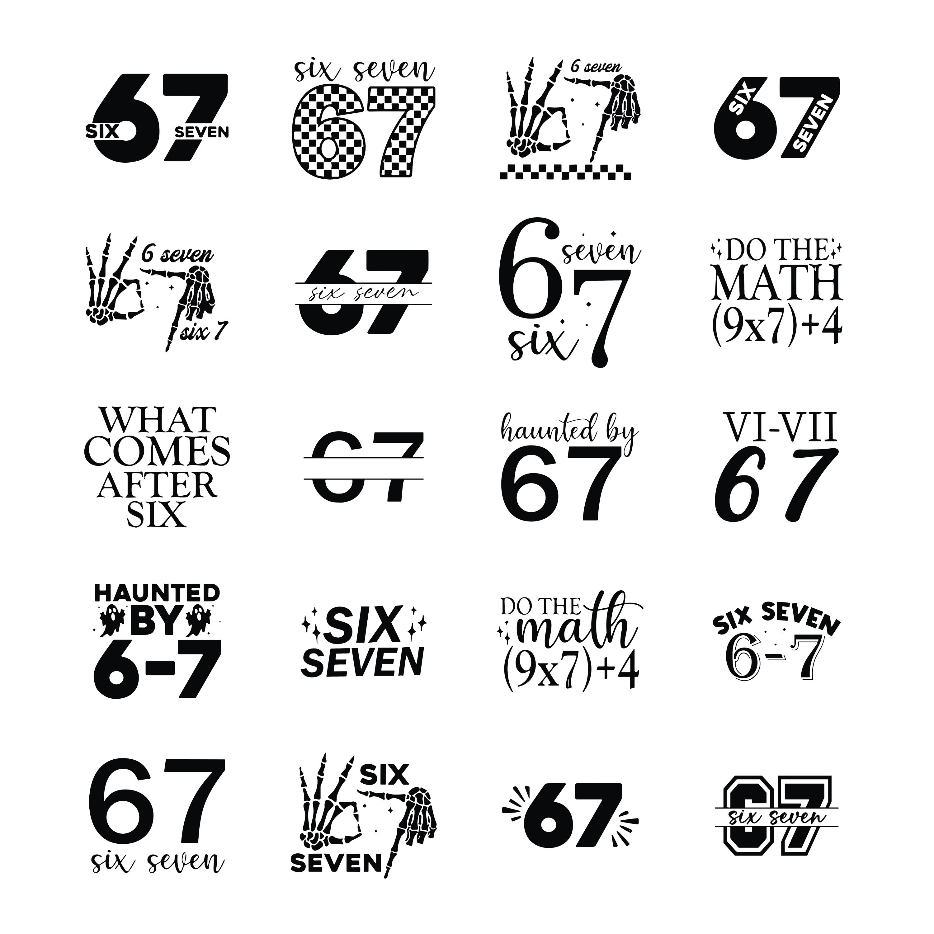 Six Seven 6 7 Meme Funny Hands SVG Bundle, 6 7 Meme Funny Skeleton Svg ...