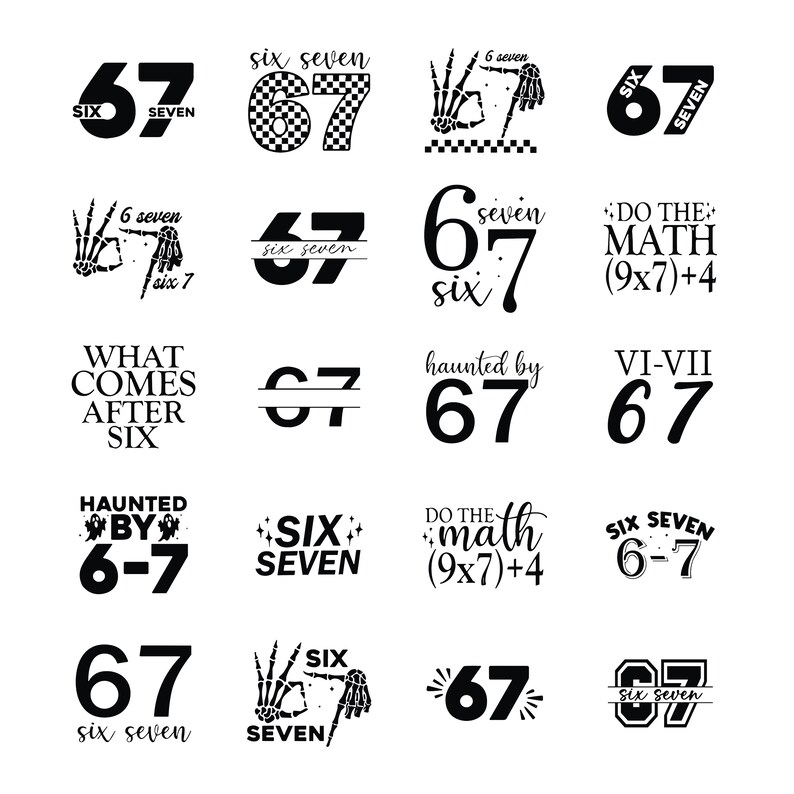Six Seven 6 7 Meme Funny Hands SVG Bundle, 6 7 Meme Funny Skeleton Svg ...