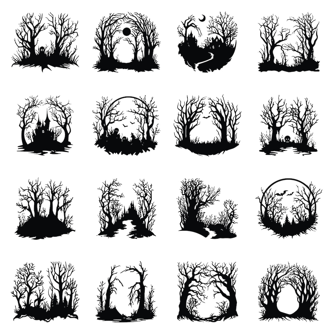 Hochwertiges Haunted Forest SVG Bundle, verwunschener Wald svg ...
