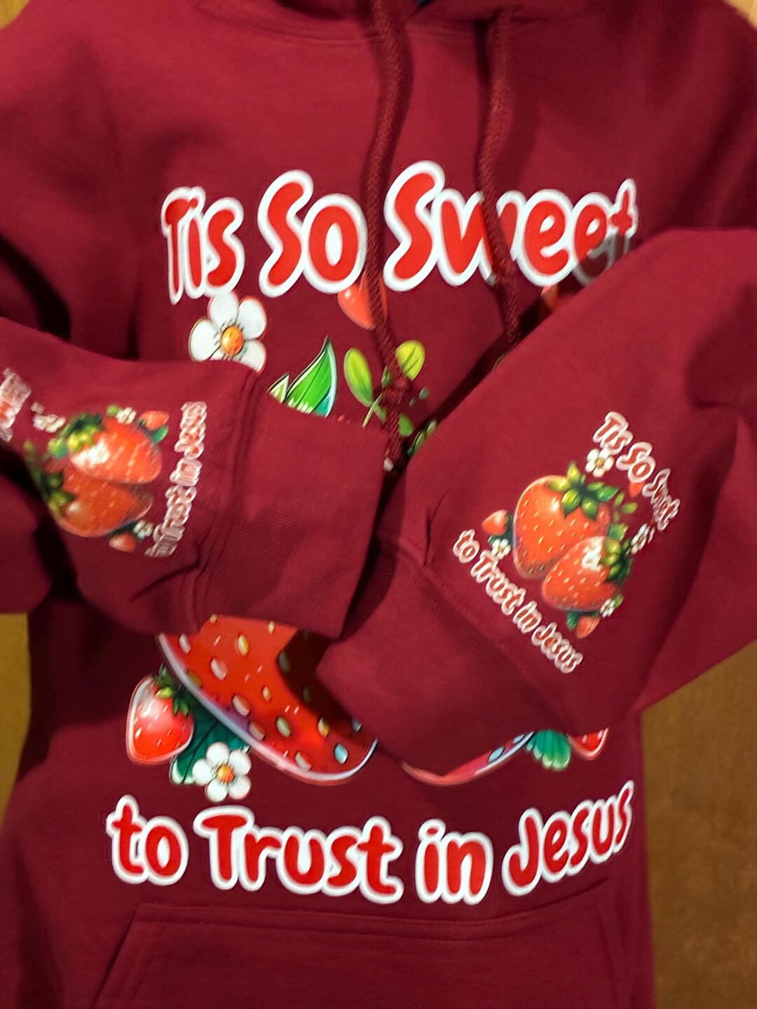 Strawberry Christian Hoodie – 'tis so Sweet, Faith-based KJV Apparel - Etsy