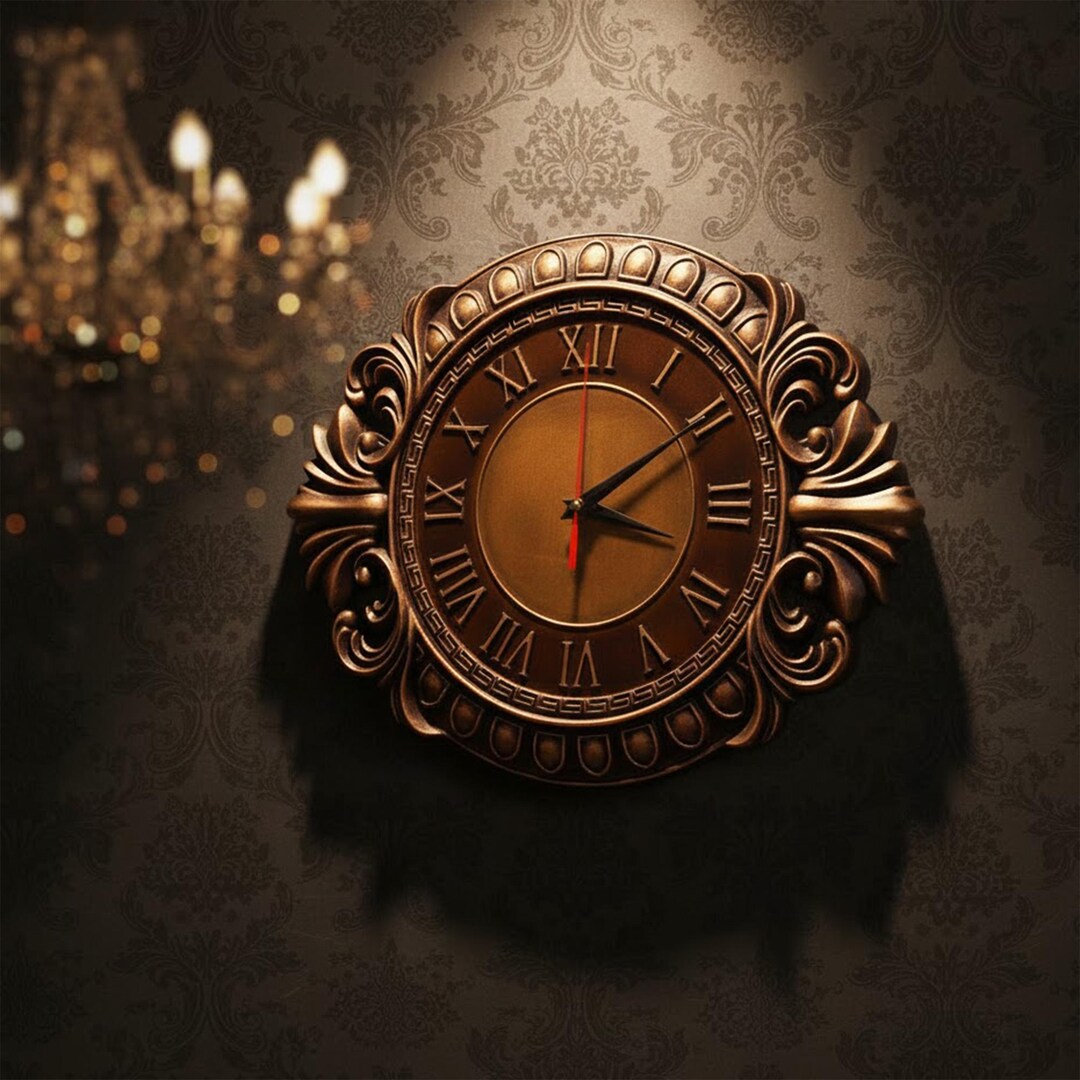 Baroque Wooden Wall Clock, Carved Unique Antique Retirement Gift for ...