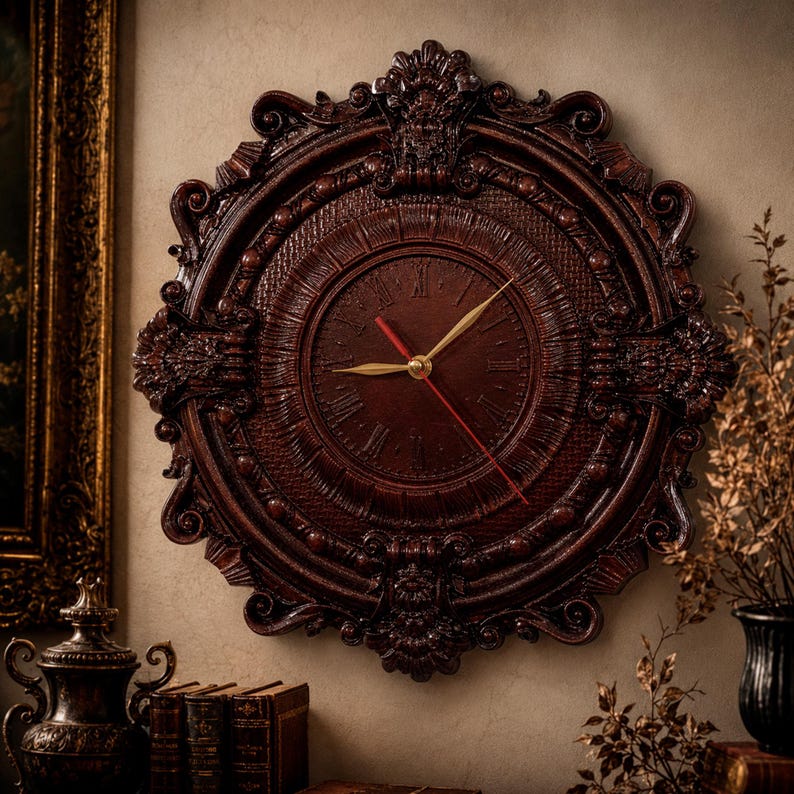 Rococo Wall Clock, Baroque Ornate Antique Clock With Roman Numerals ...