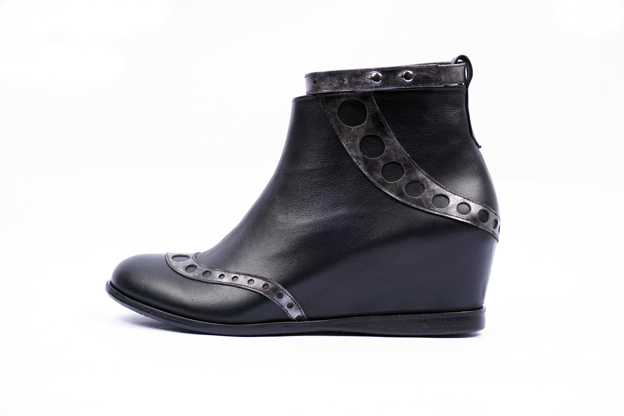 JORA - Black/silver - FREE SHIPPING Handmade Leather Bootie With Winter ...