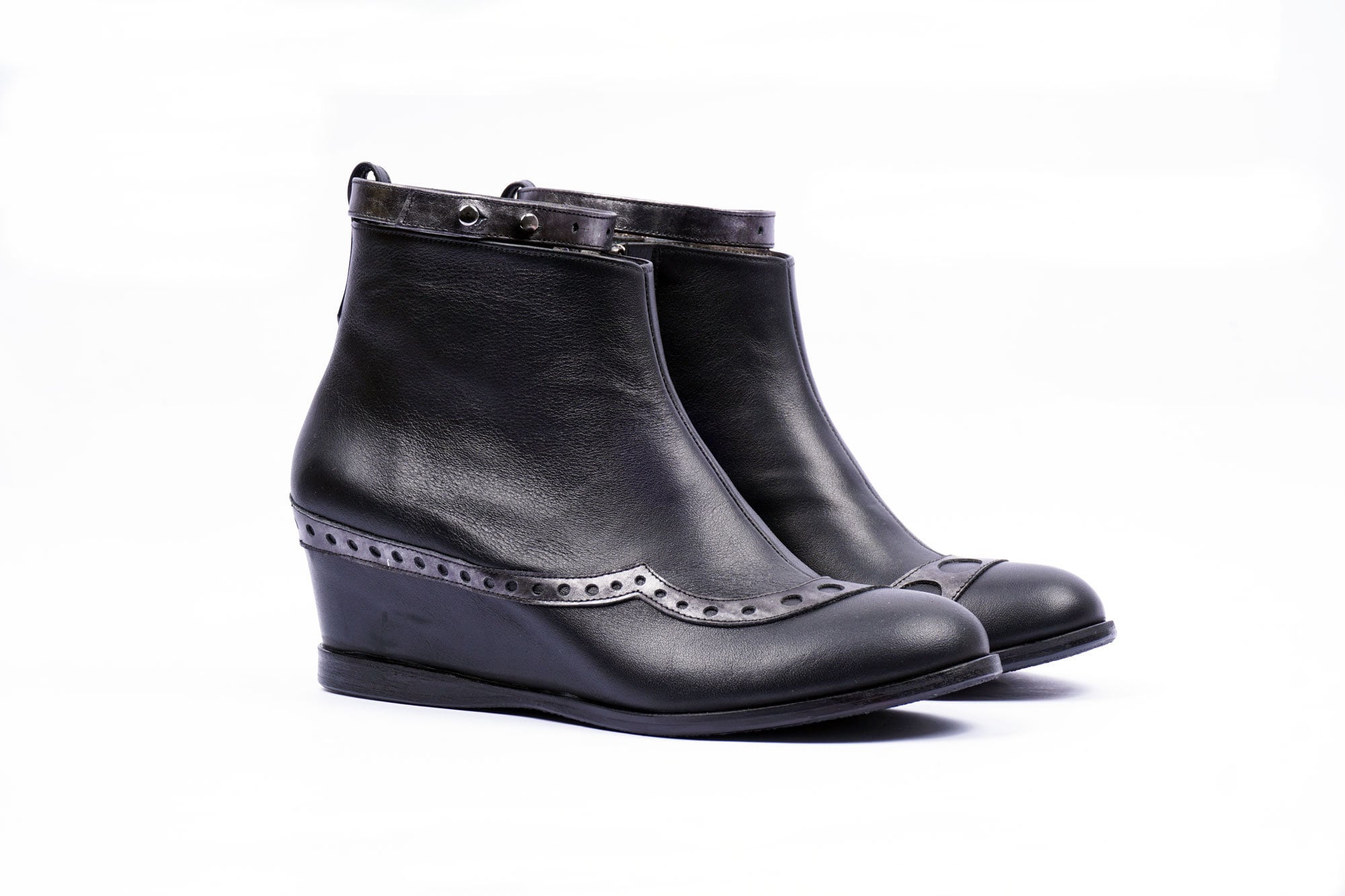 JORA - Black/silver - FREE SHIPPING Handmade Leather Bootie With Winter ...