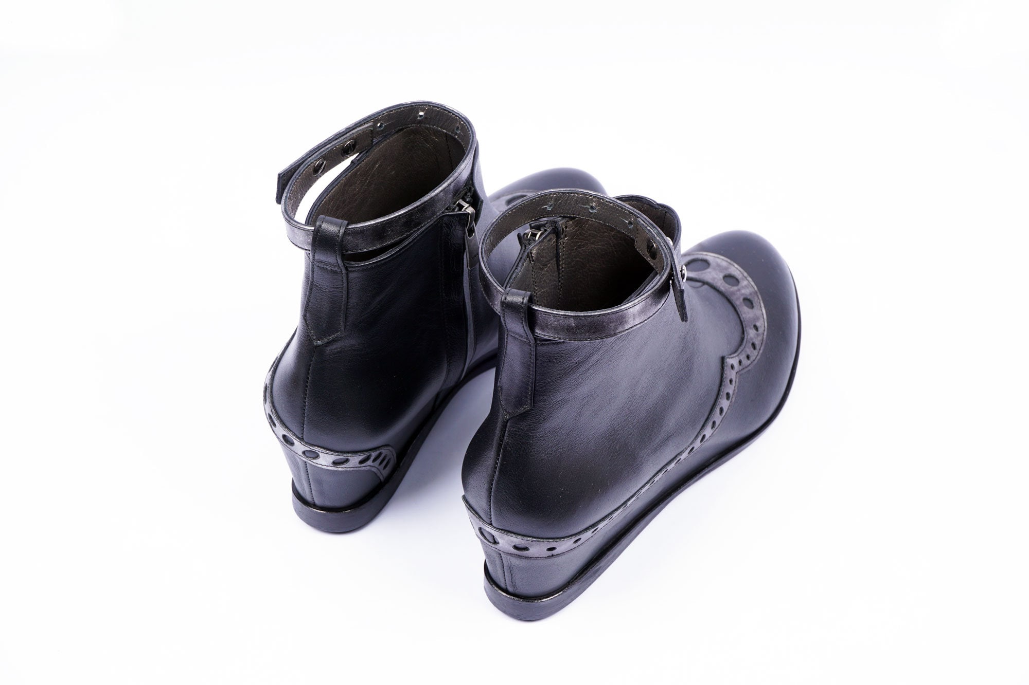 JORA - Black/silver - FREE SHIPPING Handmade Leather Bootie With Winter ...