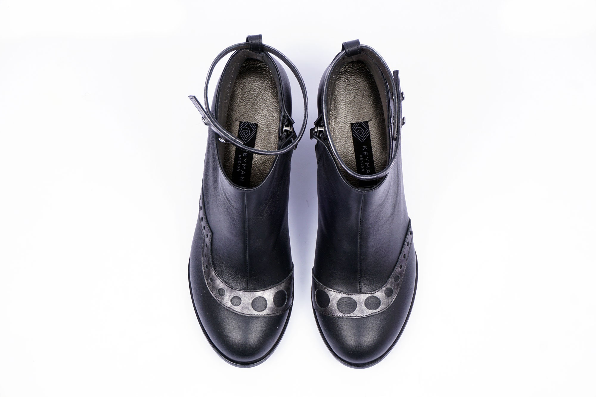 JORA - Black/silver - FREE SHIPPING Handmade Leather Bootie With Winter ...