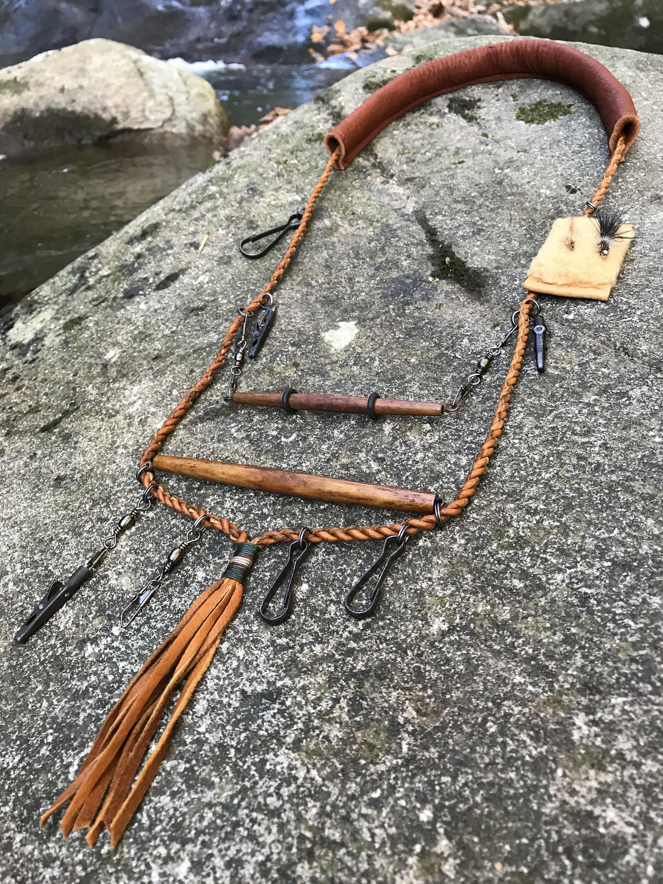 Fly Fishing Lanyard- Damn It Rick, Corded Leather Lanyard, Leather Fly ...