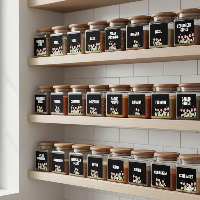 Spice & Herb Jar Labels: 100 Kitchen Pantry Stickers | Minimalist ...